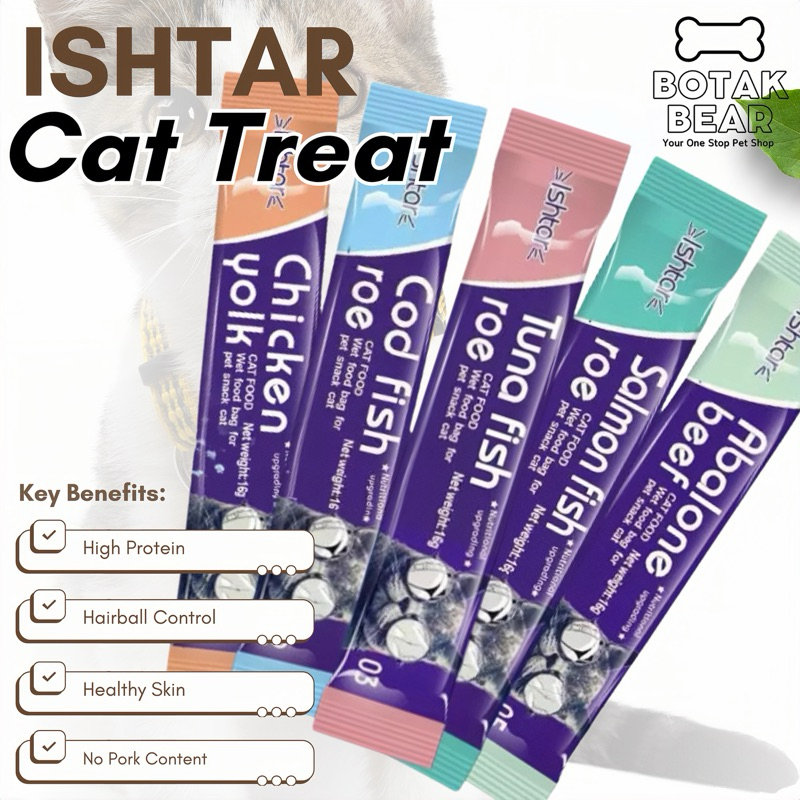 ISHTAR Cat Treat 16g Cat Stick Creamy Cat Snack High Nutrition Makanan ...