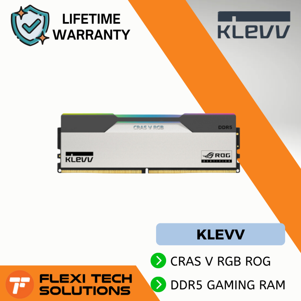 Flexi Tech KLEVV CRAS V RGB ROG Certified 7200MHz 16GB x2 DDR5 Gaming ...