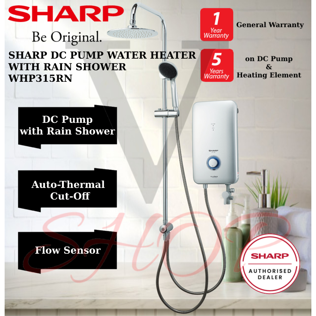 SHARP DC PUMP WATER HEATER WITH RAIN SHOWER WHP315RN | Shopee Malaysia