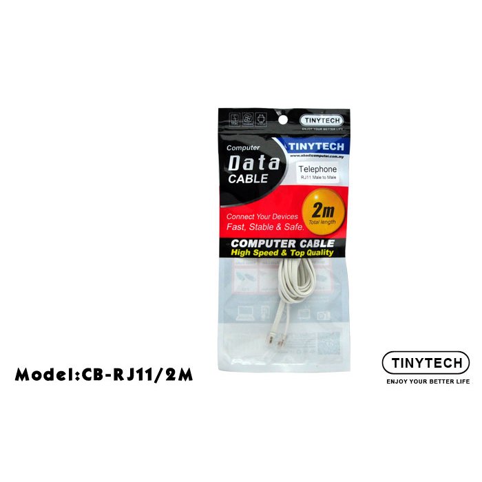 TINYTECH TELEPHONE CABLE 2 METER - (CB-RJ11/2M) | Shopee Malaysia