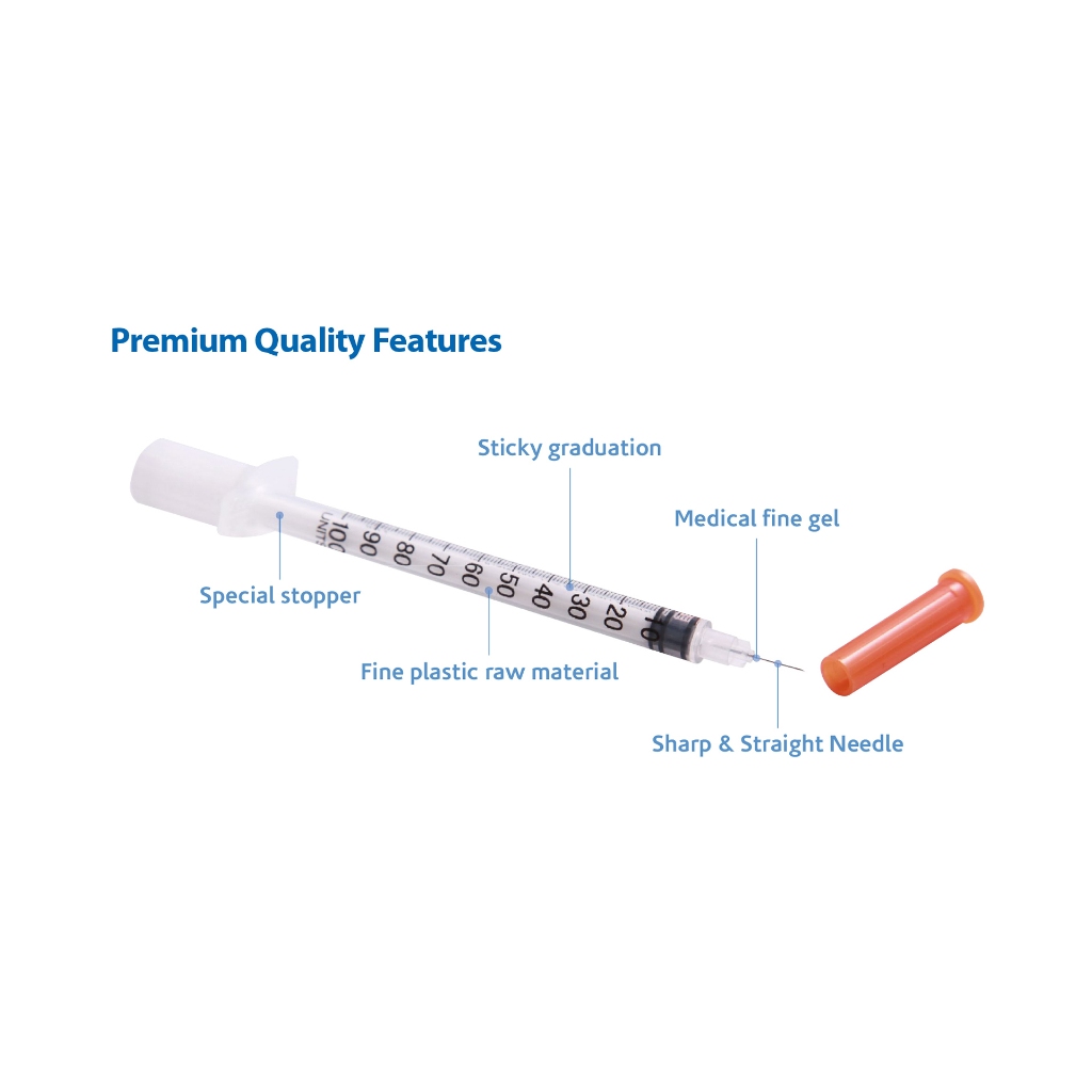 Insulin Syringe With Needle Jarum Picagari 1ML - 31G x 5/16' ( 0.25 x ...