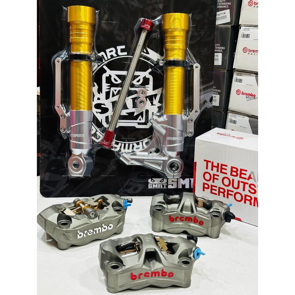 XMAX FORK COVER SILVER/GOLD WITH BREMBO CALIPER 4POT FRONT FULL SET PNP ...