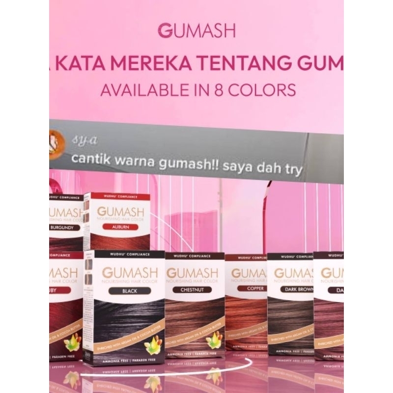 GUMASH HAIR COLOR MESRA WUDUK PATUH SYARIAH(FREE GIFT) | Shopee Malaysia