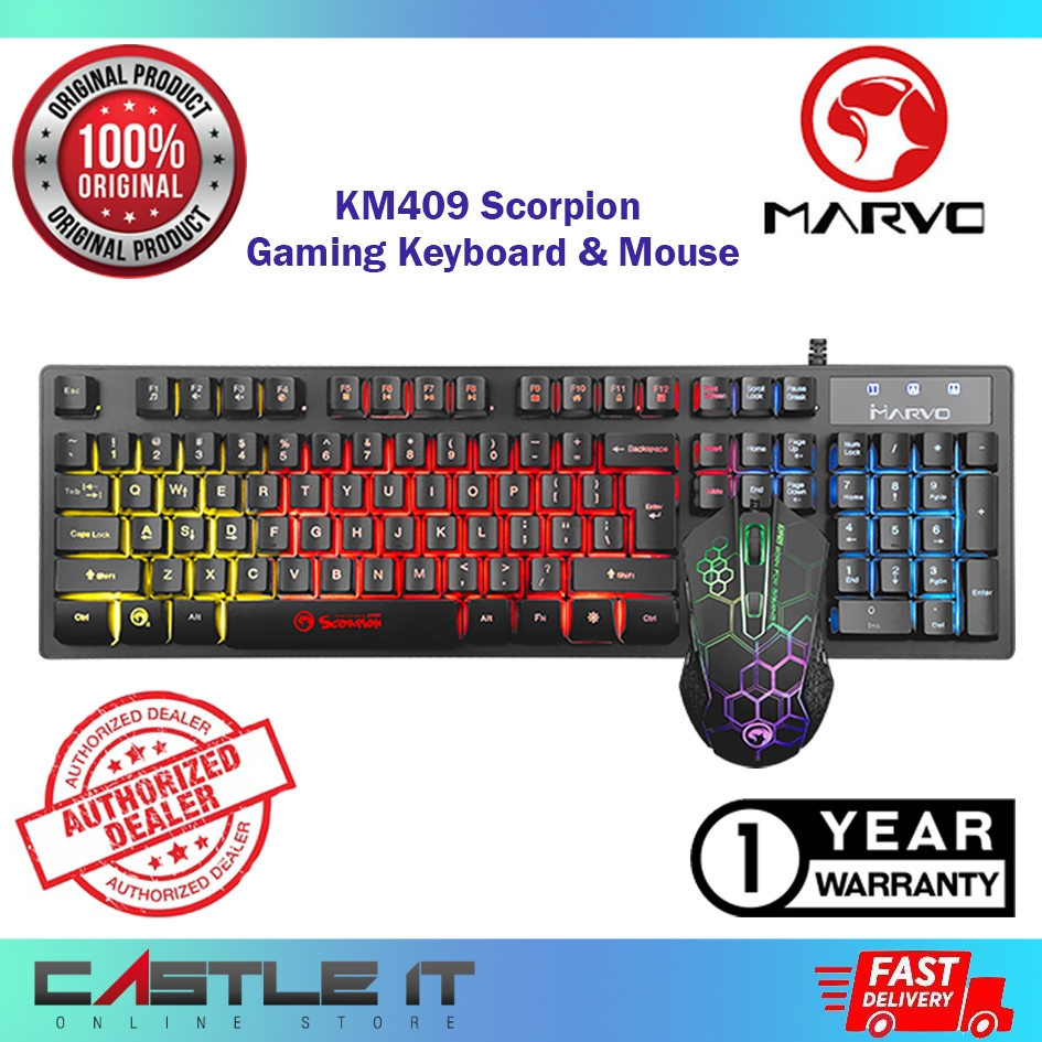 Marvo KM409 Gaming Combo Keyboard & Mouse Membrane Anti-Ghosting 19-Key ...
