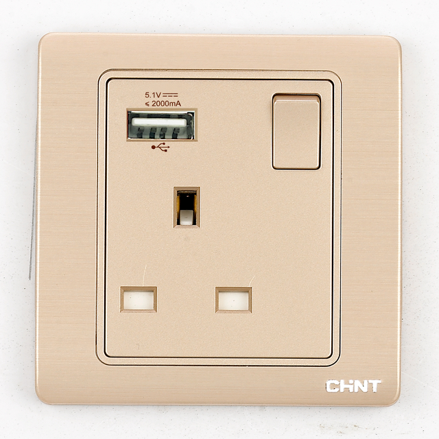 CHINT NEW3S 13A 250V 1 GANG 3-PIN SOCKET c/w 2.0A 5V USB | Shopee Malaysia