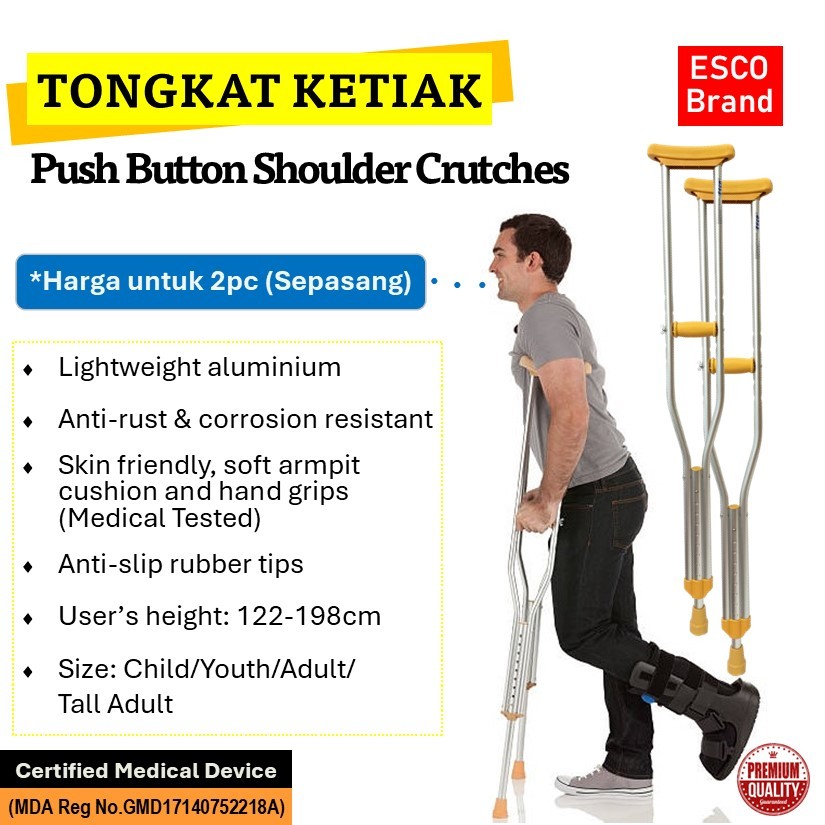 Aluminium Shoulder Crutches(2pc)/TongkatKetiak/腋下拐杖 | Shopee Malaysia