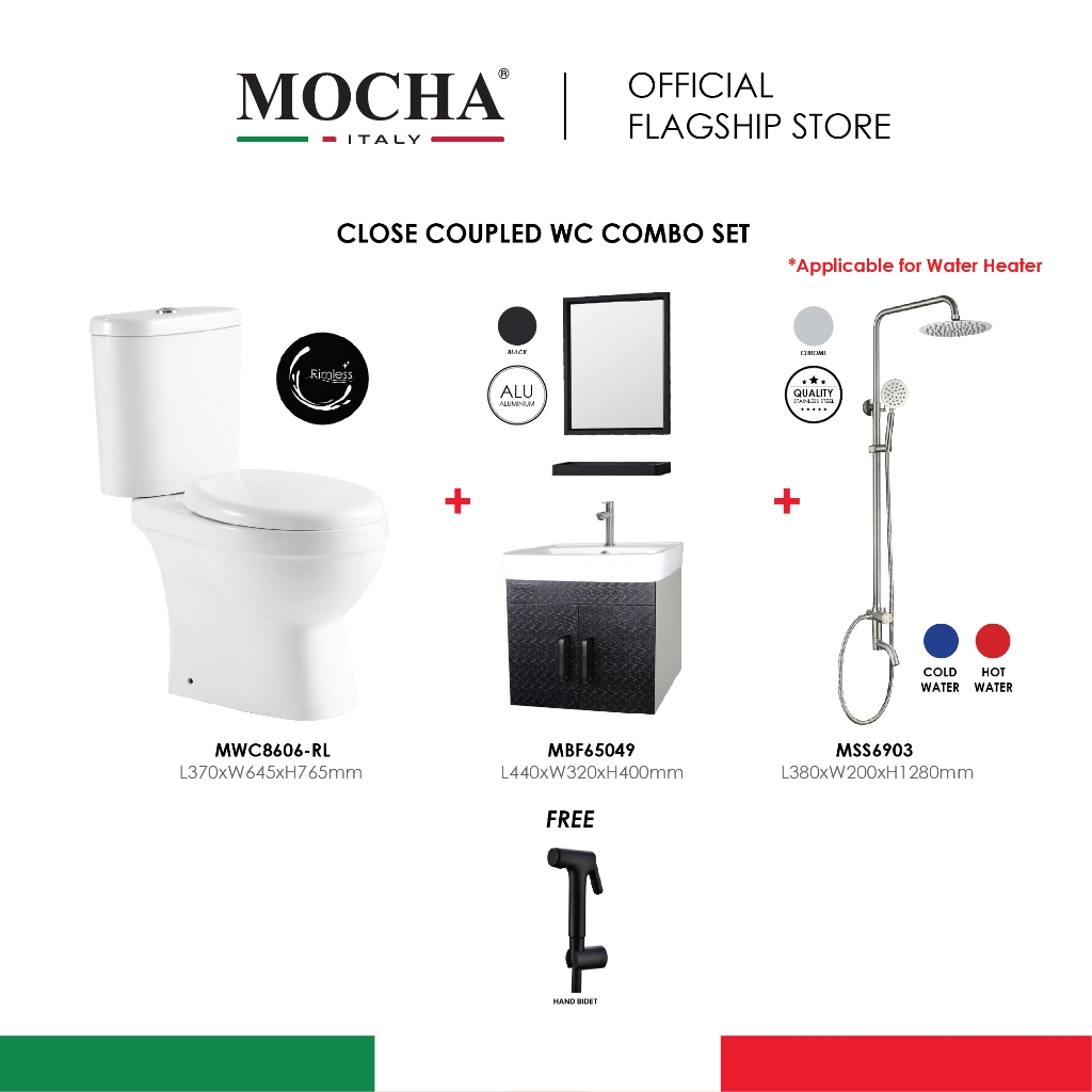 MOCHA TWO PIECE WC COMBO SET MWC8606-RL water closet with basin cabinet and shower set combo ...