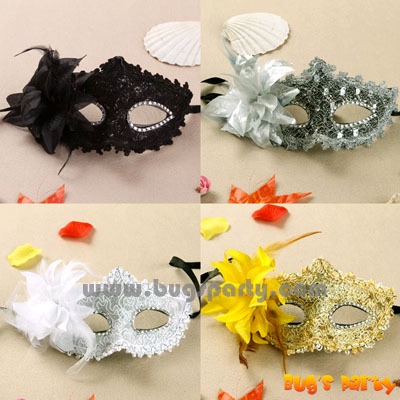 Masquerade Ballroom Party masks with Flower, Silver, gold, white and ...