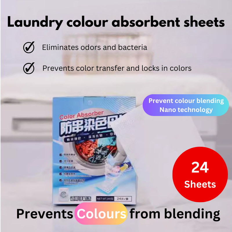 𝟮𝟰𝗽𝗰𝘀 Anti Dye Laundry Color Absorb Sheet Washing Machine Laundry Cloth ...