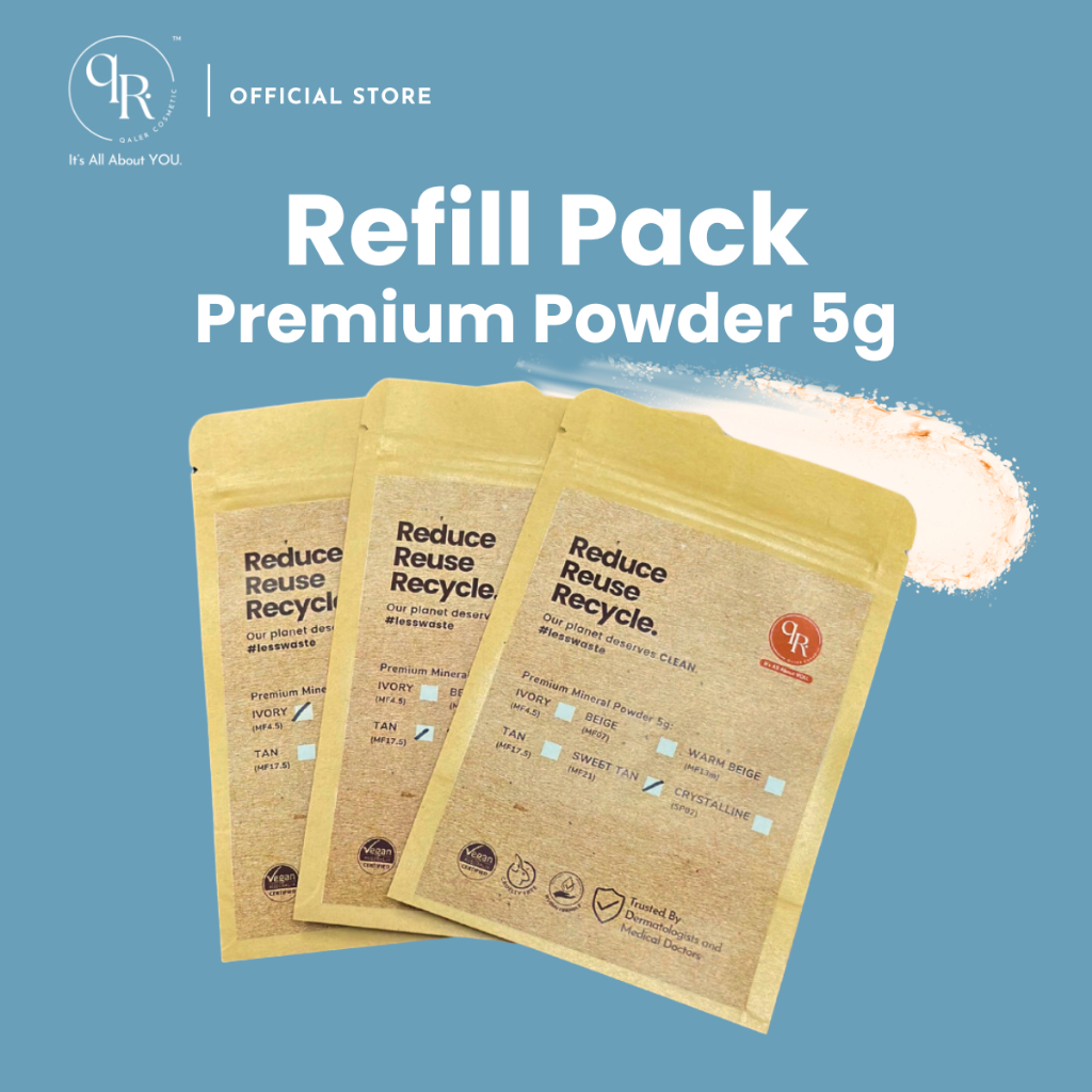 qaleR Cosmetic Refill Premium Powder – 100% Mineral, Non-comedogenic ...