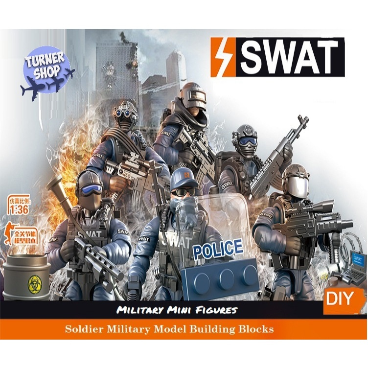8 in 1 Movable Military 1:35 DIY Mini Figures WW2 Soldier SWAT USA Army ...