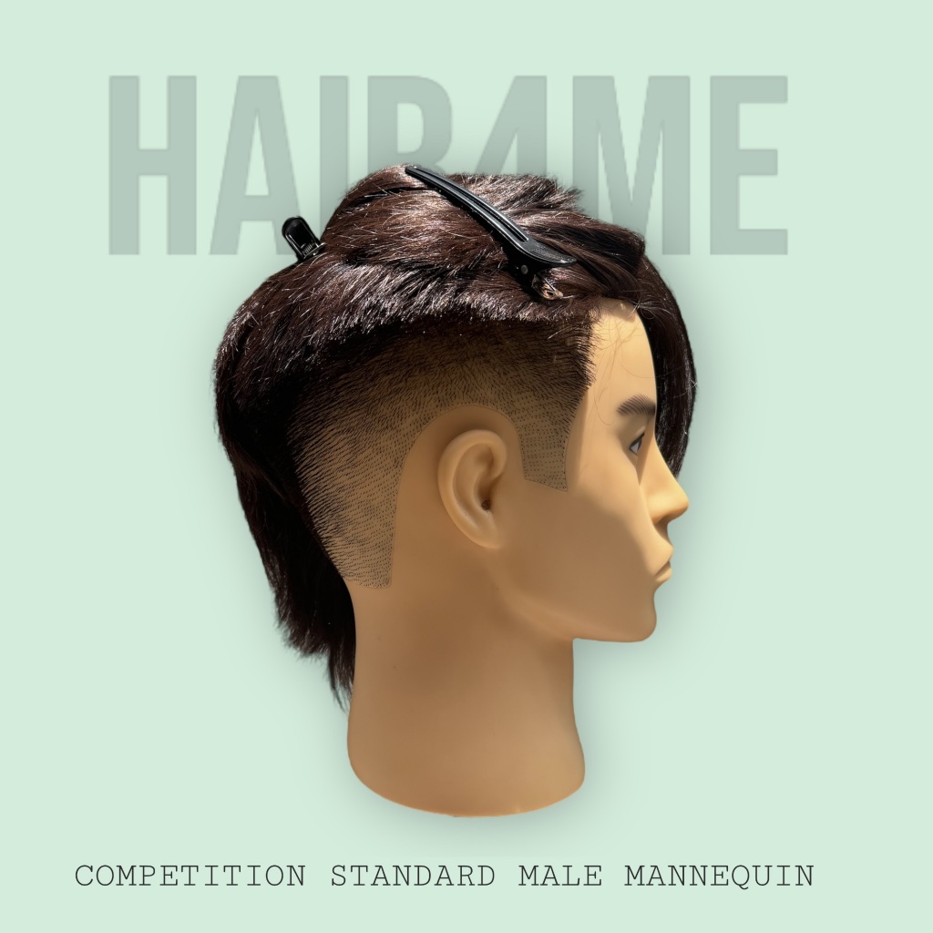 Battle Competition Standard Male Mannequin Head 18cm 100% Human Black ...