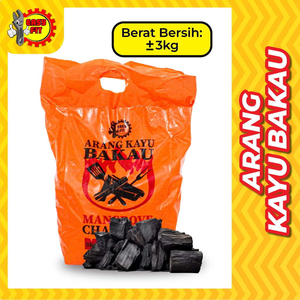 EASY FIT 3kg+/- Arang Kayu Bakau BBQ charcoal EASY FIT BRAND | Shopee ...