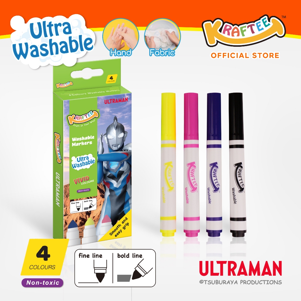 KRAFTEE x ULTRAMAN Z 4ct Washable Markers - 810022 | Shopee Malaysia
