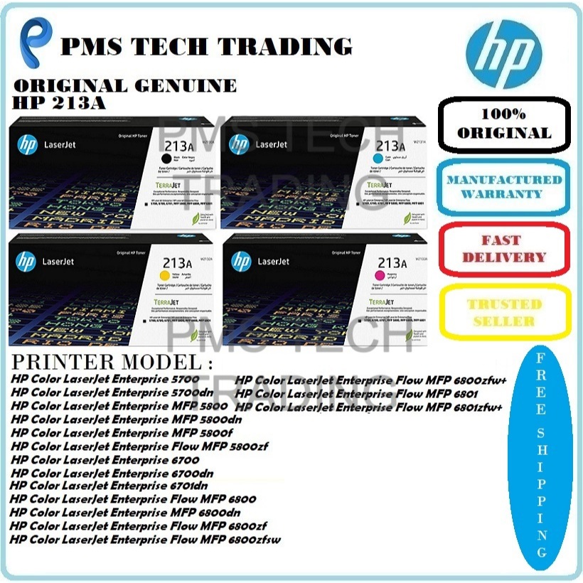 HP ORIGINAL CARTRIDGE 213A W2130A W2131A W2132A W2133A 5700 5700dn 6700 ...
