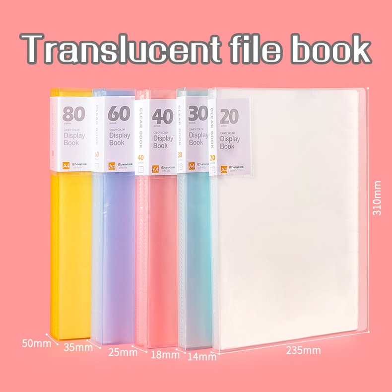 A4 30/60/100 Pockets File Folder Organizer Certificate Clear Display ...