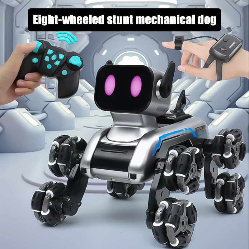 [NEW] RC Robot Dog 2.4G Eight Wheel Mechanical RC Stunt Dog gesture ...