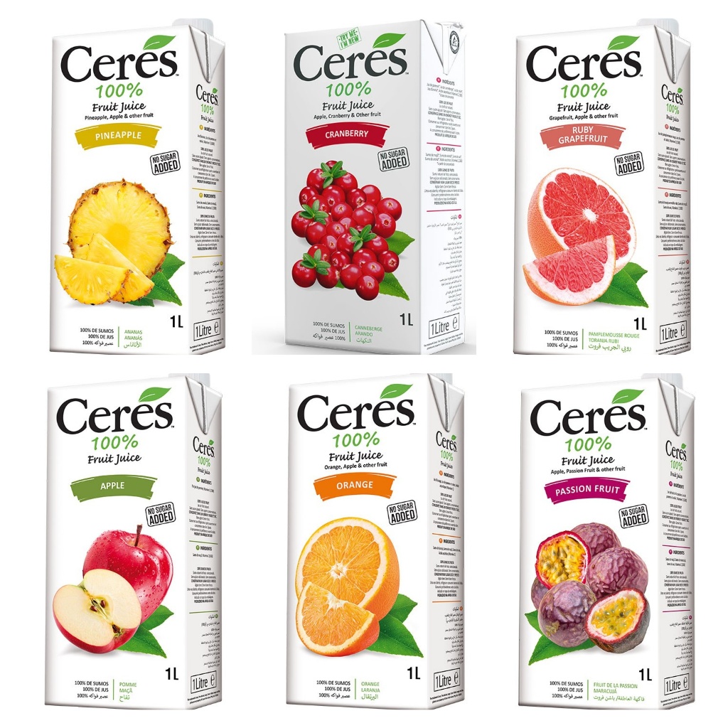 Ceres 100% Fruit Juice 1L [Ruby Grapefruit / Cranberry / Passion Fruit ...