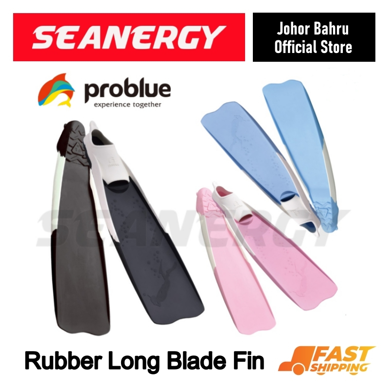 PROBLUE Rubber Long Blade Fin F795 for Scuba Diving Free Diving Full Foot Fin Long Fin Barracuda ...