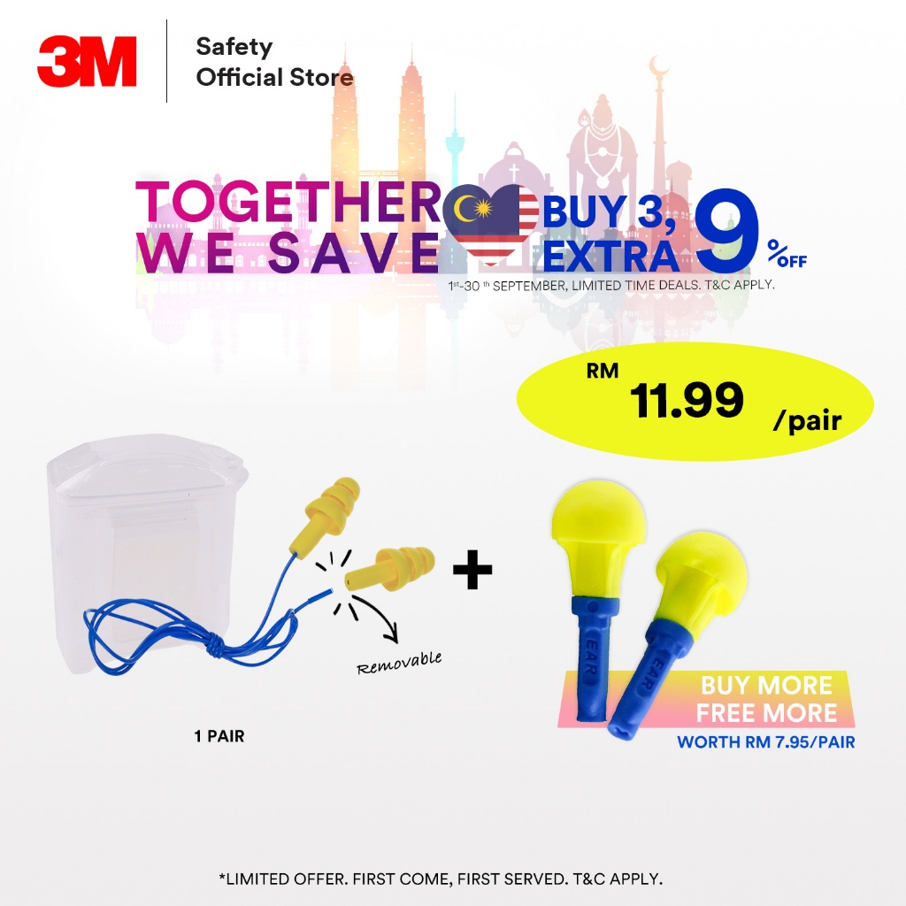 3M™ UltraFit Reusable Earplugs with Casing UF-01-100 E-A-R/ SNR 29dB ...