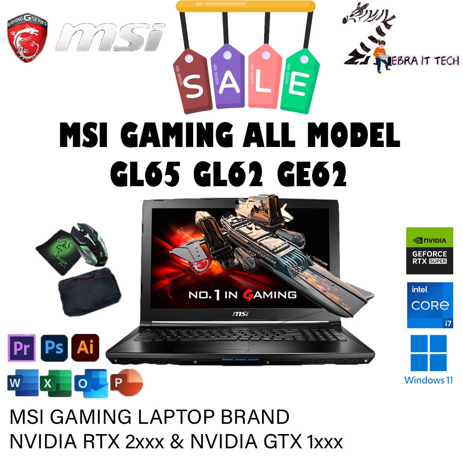 [R] MSI Gaming Laptop 15.6inch GL65 GL62 GE62 GP62 Intel i7 Nvidia ...