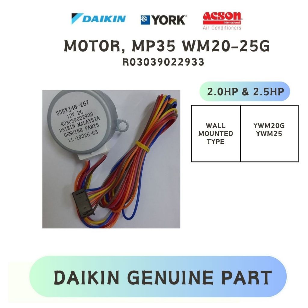 R03039022933 YORK GENUINE PART - INDOOR AIR SWING MOTOR | WM20 | WM25G ...