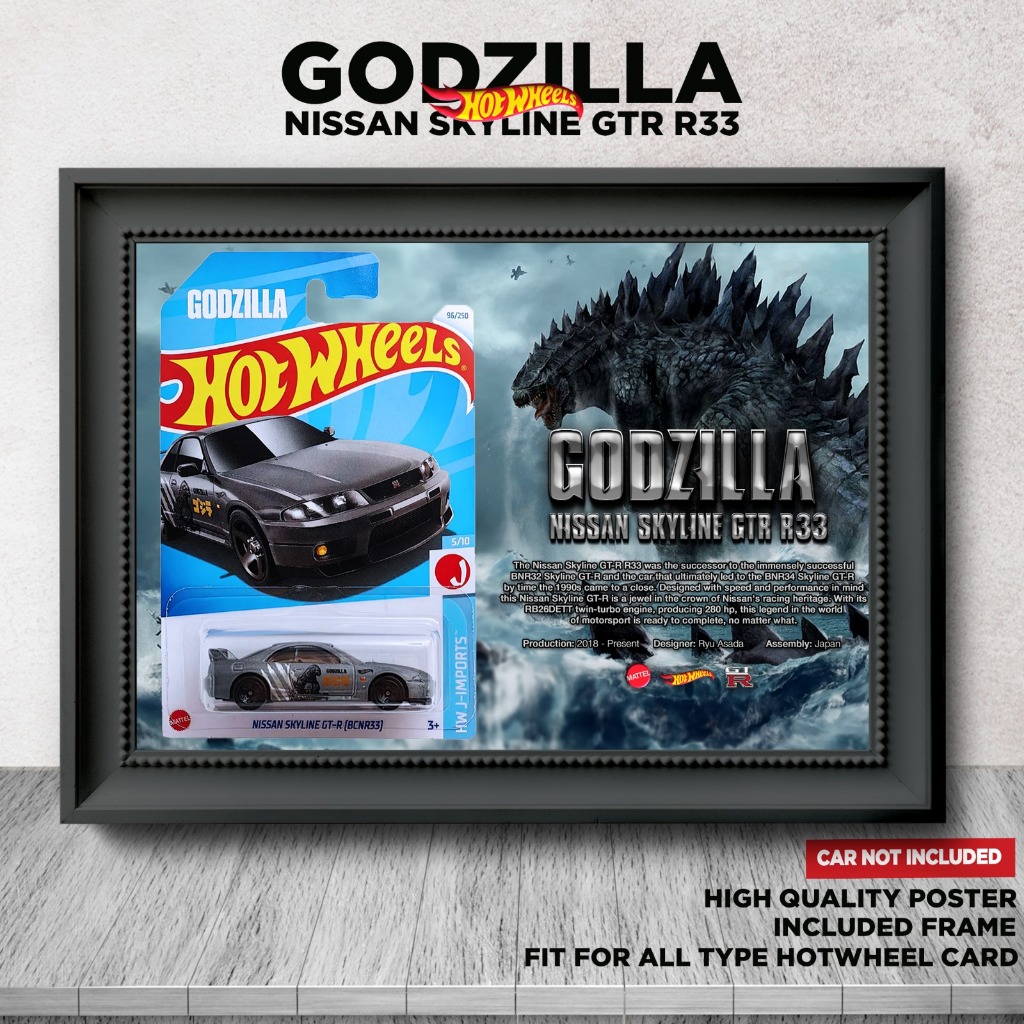 Frame Hotwheel Godzilla Nissan GTR R33 Poster With Frame | Shopee Malaysia