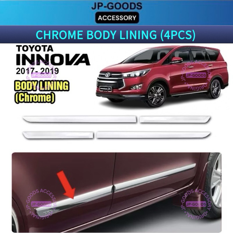 Toyota Innova Kijang 2015 - 2021 CHROME Car Body Side Moulding Liner ...