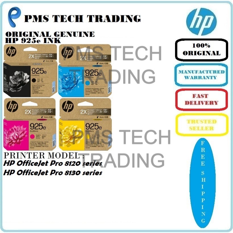 HP 925e ORIGINAL INKJET 4K0W3PA 4K0W0PA 4K0W1PA 4K0W2PA 8120 8130 ...