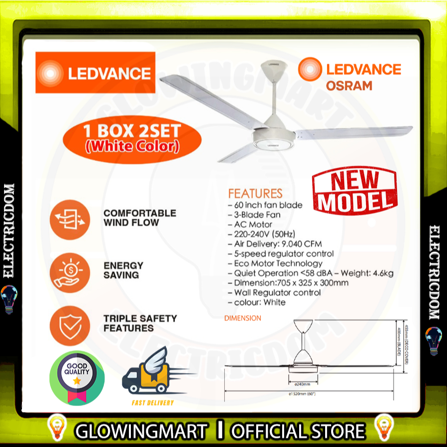 Panasonic F-M15A0 Ceiling Fan 60",KDK K15VO Ceiling 60" Kipas Siling ...