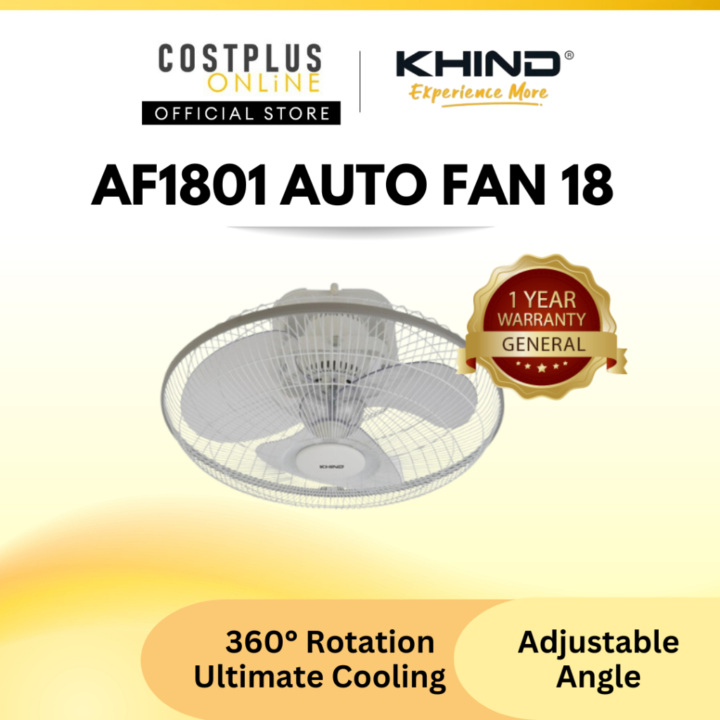 Khind AF1801 18" Auto Fan: 360° Rotation Ceiling Fan with 3 Speed ...