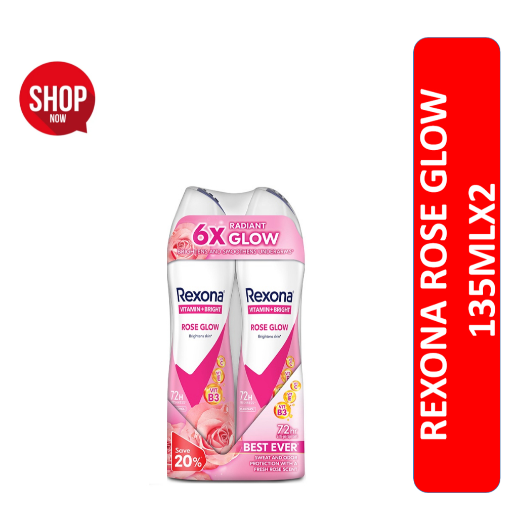 REXONA WOMEN DEODORANT SPRAY ( ROSE GLOW ) 135ML X 2 | Shopee Malaysia