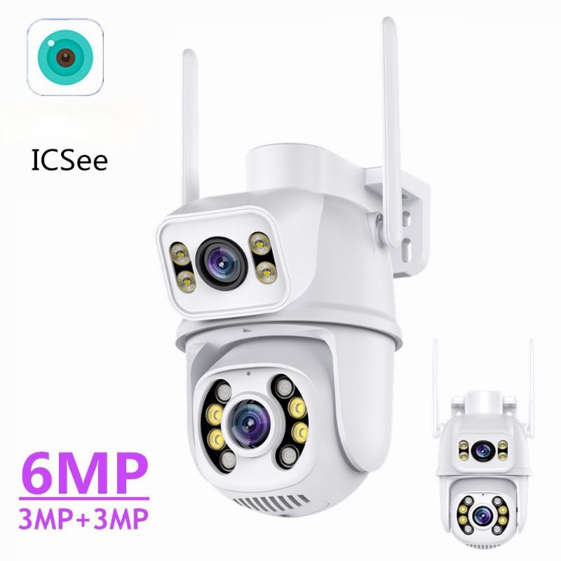 Dual Lens CCTV / Dual Screens Weatherproof Outdoor PTZ 360 Rotatable ...