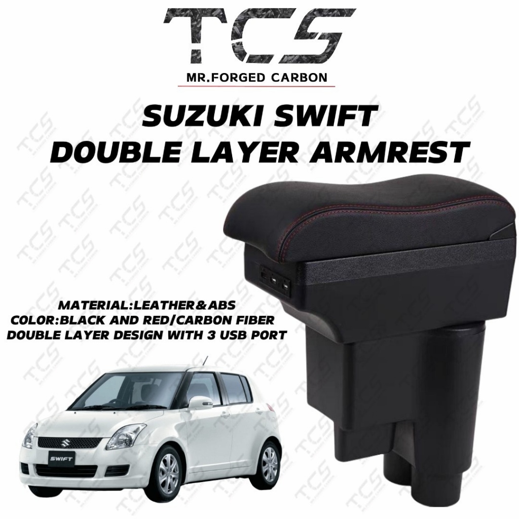 TCS SUZUKI SWIFT DOUBLE LAYER ARM REST BOX LEATHER PORT WITH USB ...