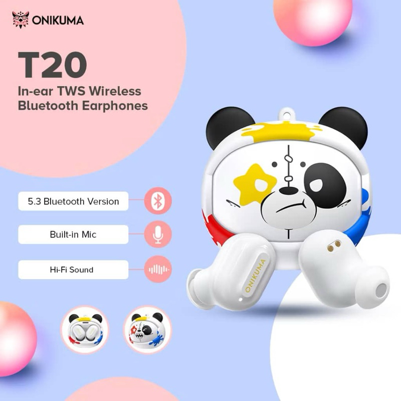 ONIKUMA T20 TWS Gaming Headset with Charging Case, Cyberpunk Design ...