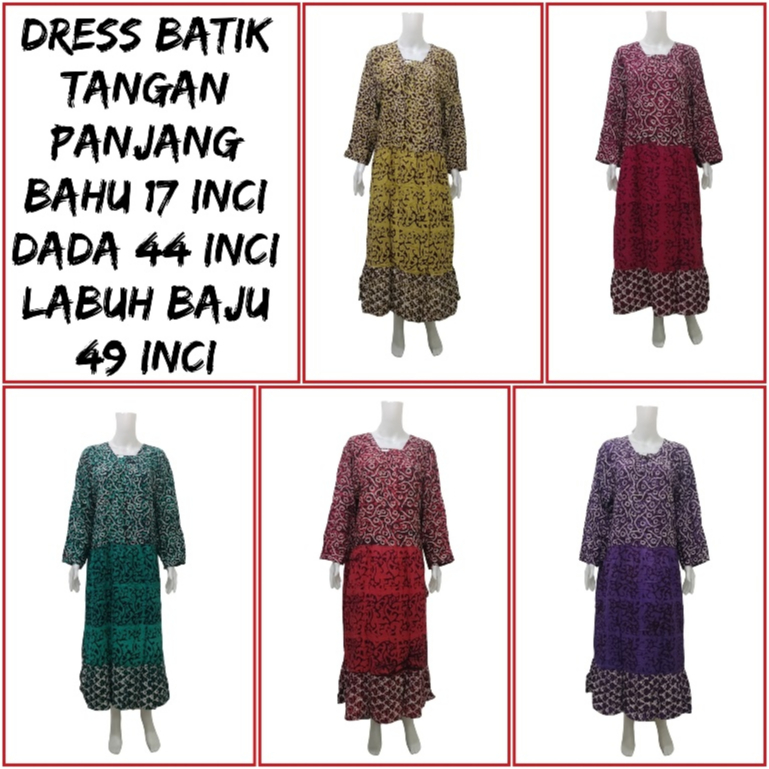 DRESS BATIK TANGAN PANJANG | Shopee Malaysia
