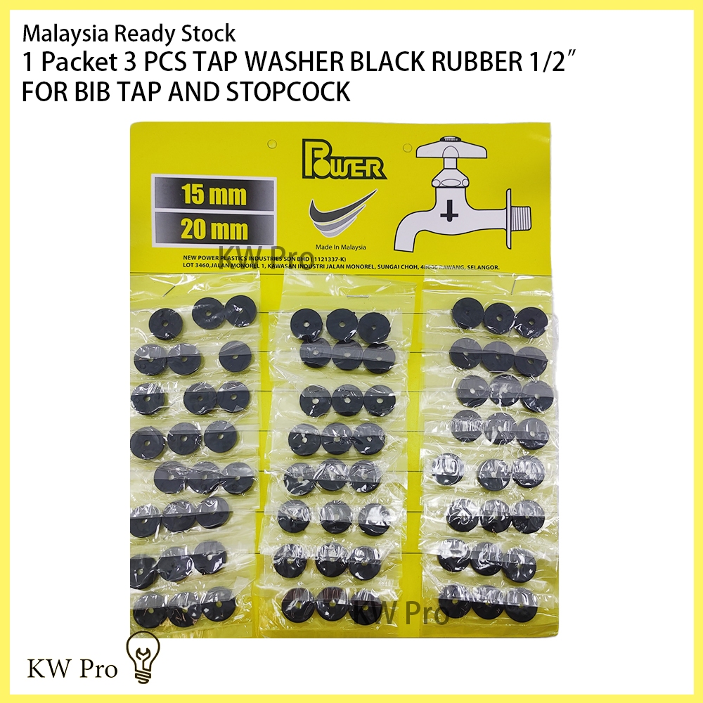 1 Packet 3 PCS TAP WASHER BLACK RUBBER 1/2” ,3/4" 2PCS FOR BIB TAP AND ...