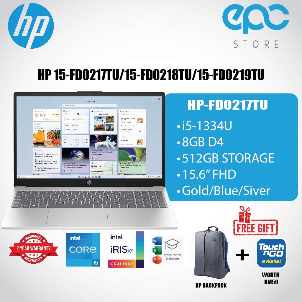 HP Laptop 15-fd0217TU (Gold) / 15-fd0218TU (Blue) / 15-fd0219TU (Silver ...