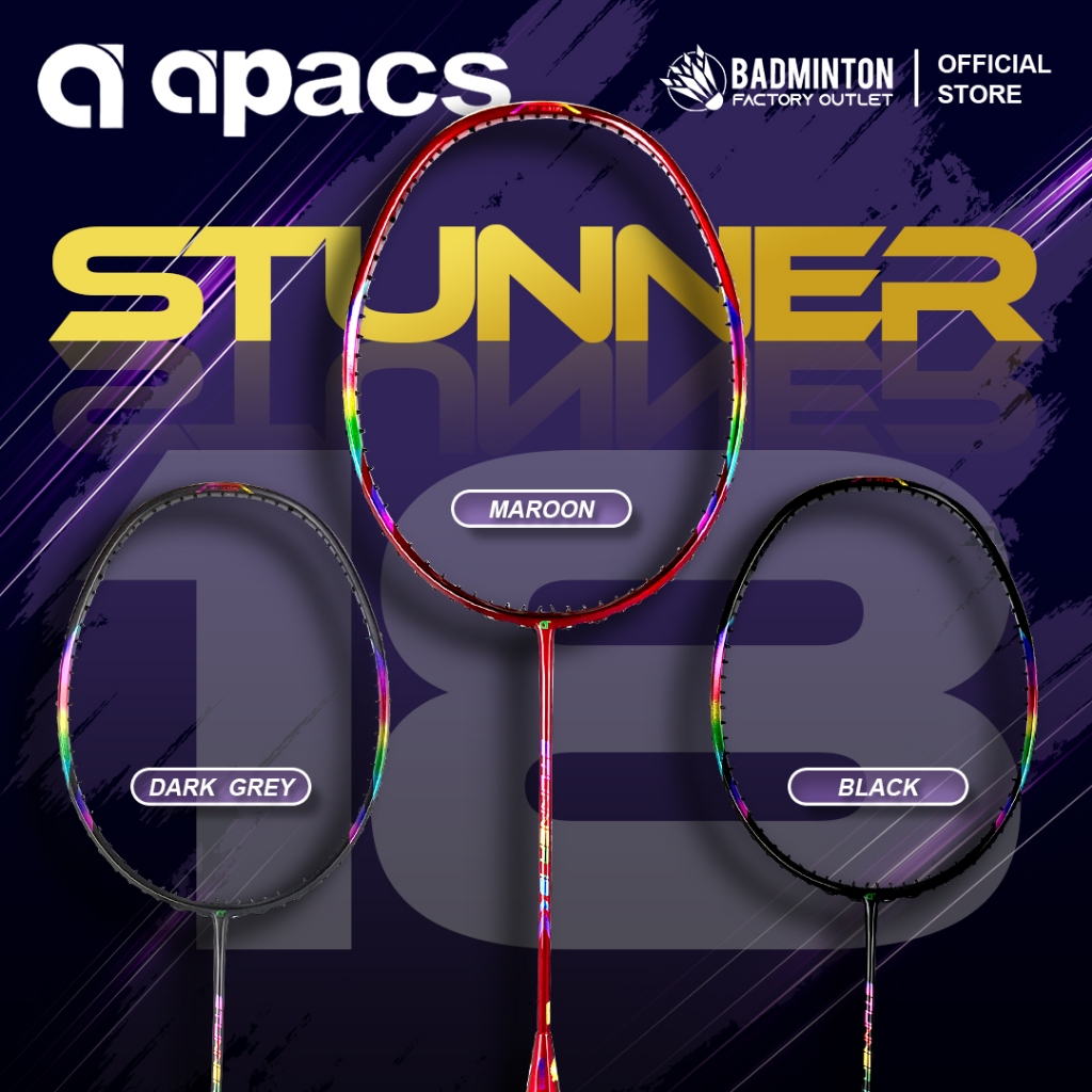 APACS Stunner 18 (Black / Dark Grey / Maroon) Badminton Racket - 4UG1 ...