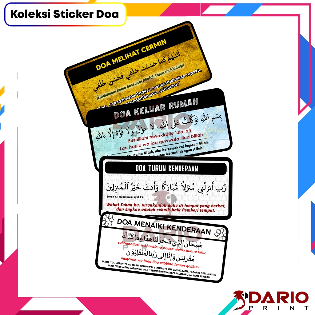 Koleksi Sticker Doa | Doa Naik Kenderaan | Doa Keluar Rumah | Doa Turun ...