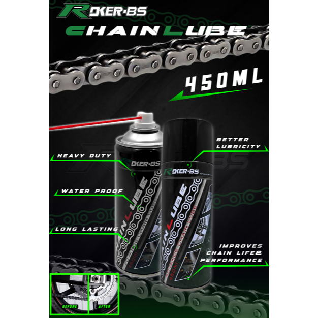 ROKER - BS CHAIN LUBE RANTAI SPRAY MOTORCYCLE HEAVY DUTY MINYAK SPRAY ...