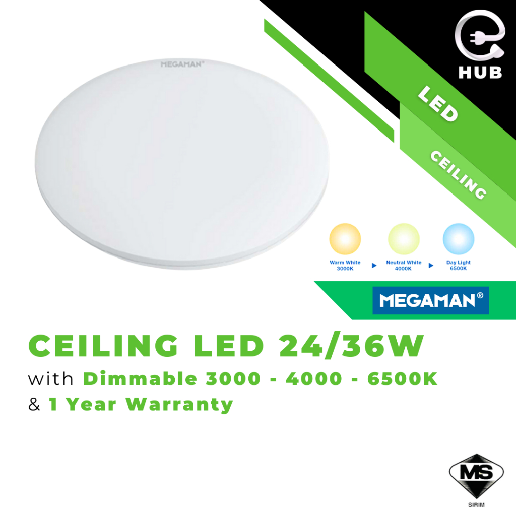 MEGAMAN Siling LED 24/36W Switch Dimming 3 in 1 Colour Lampu Syiling ...