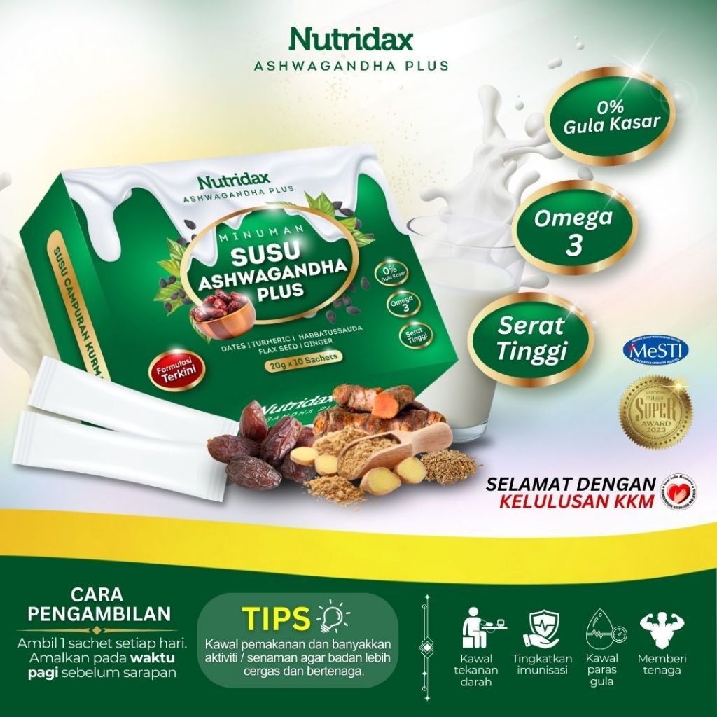 NUTRIDAX ASHWAGANDHA Minuman Susu Kurma dan Habatus Sauda Kurangkan ...