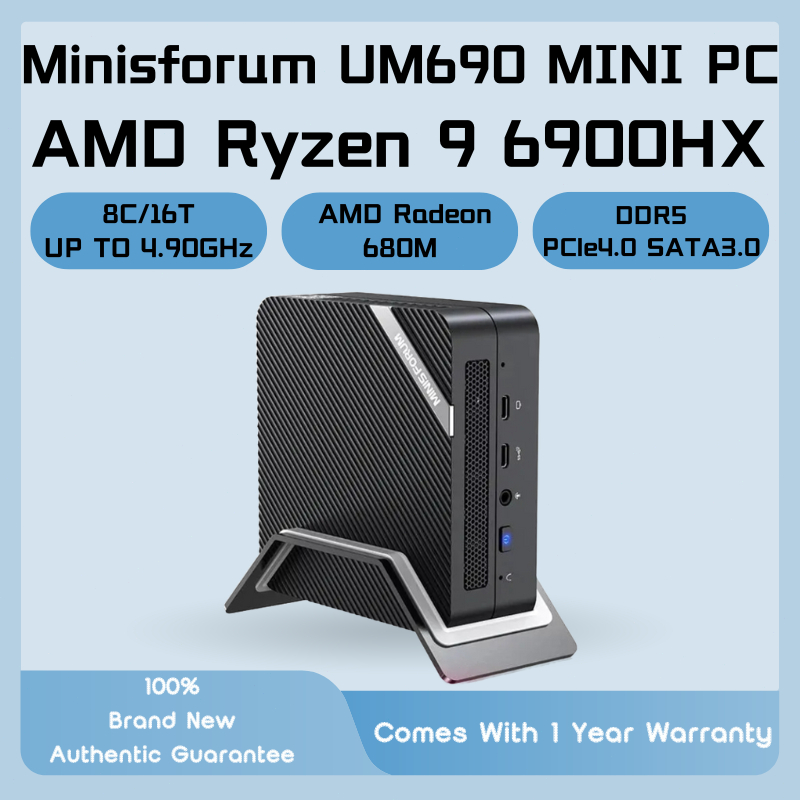 MINISFORUM UM690 Mini PC AMD Ryzen 9 6900HX AMD Radeon 680M GPU DDR5 ...