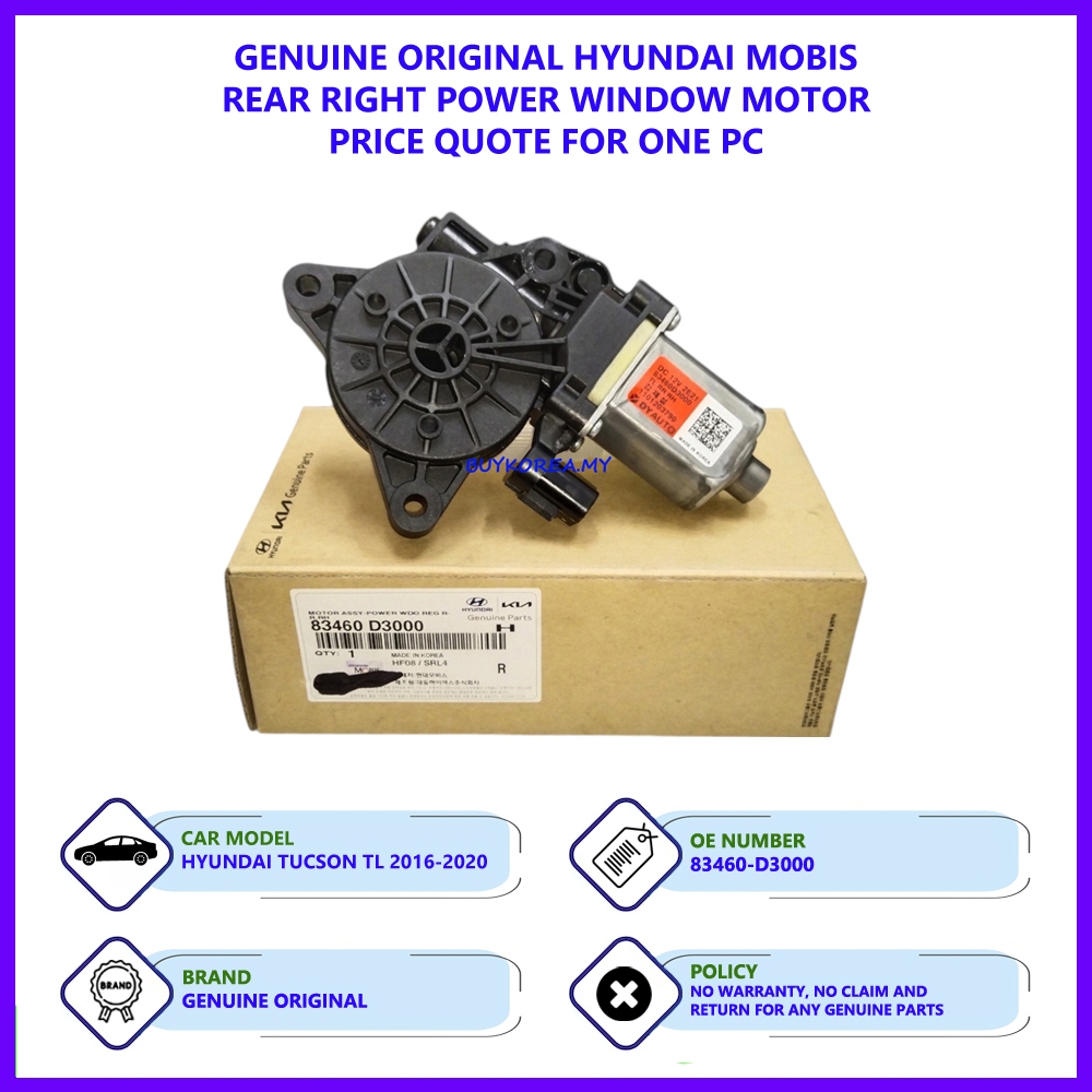 Hyundai Tucson TL 2016-2020 Genuine Original Rear Power Window Motor ...