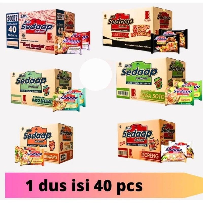 Mie Sedaap instan Kuah Goreng Smua Varian Rasa Harga Untuk Satu Dus isi ...