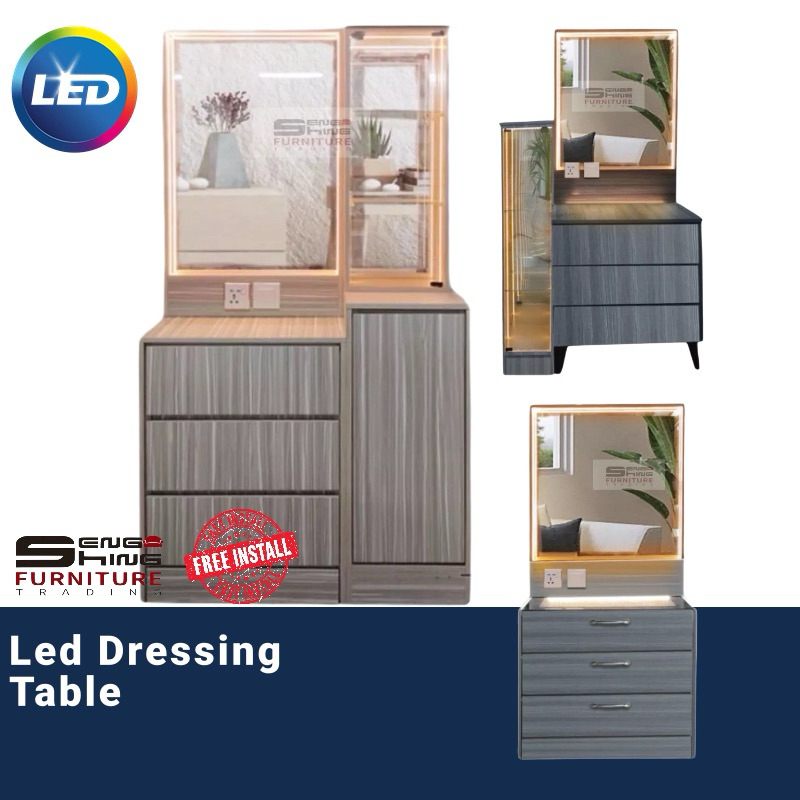 [ Siap Pasang ] Seng Hing New Fashion LED Dressing Table Big Capacity ...