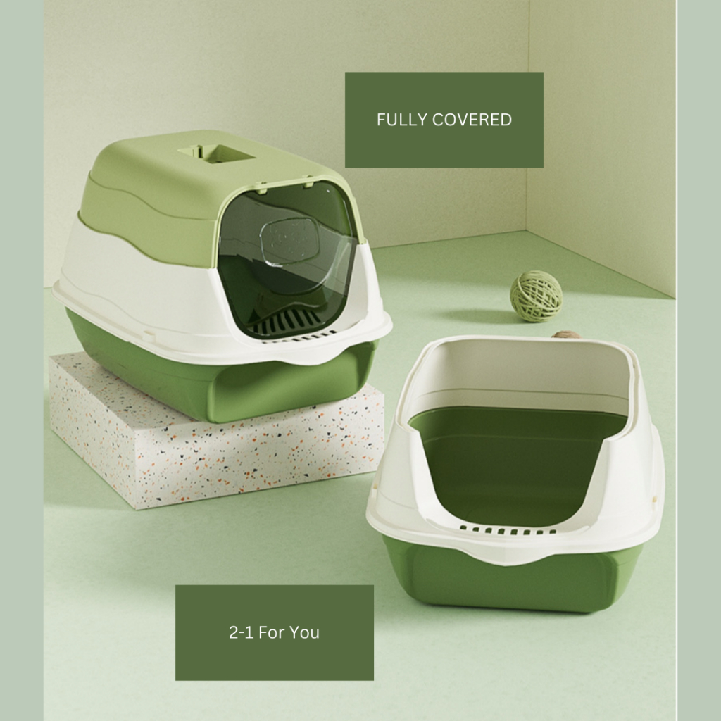 FURPET Cat Litter Box Covered Bekas Pasir Kucing Besar Tempat Berak ...
