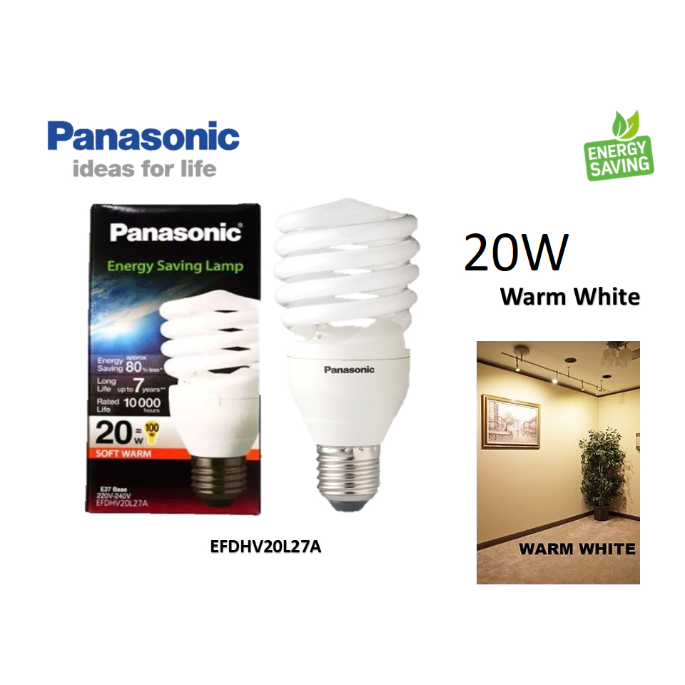 20W PANASONIC SPIRAL BULB E27 2700K WARM WHITE EFDHV20L27A | Shopee ...