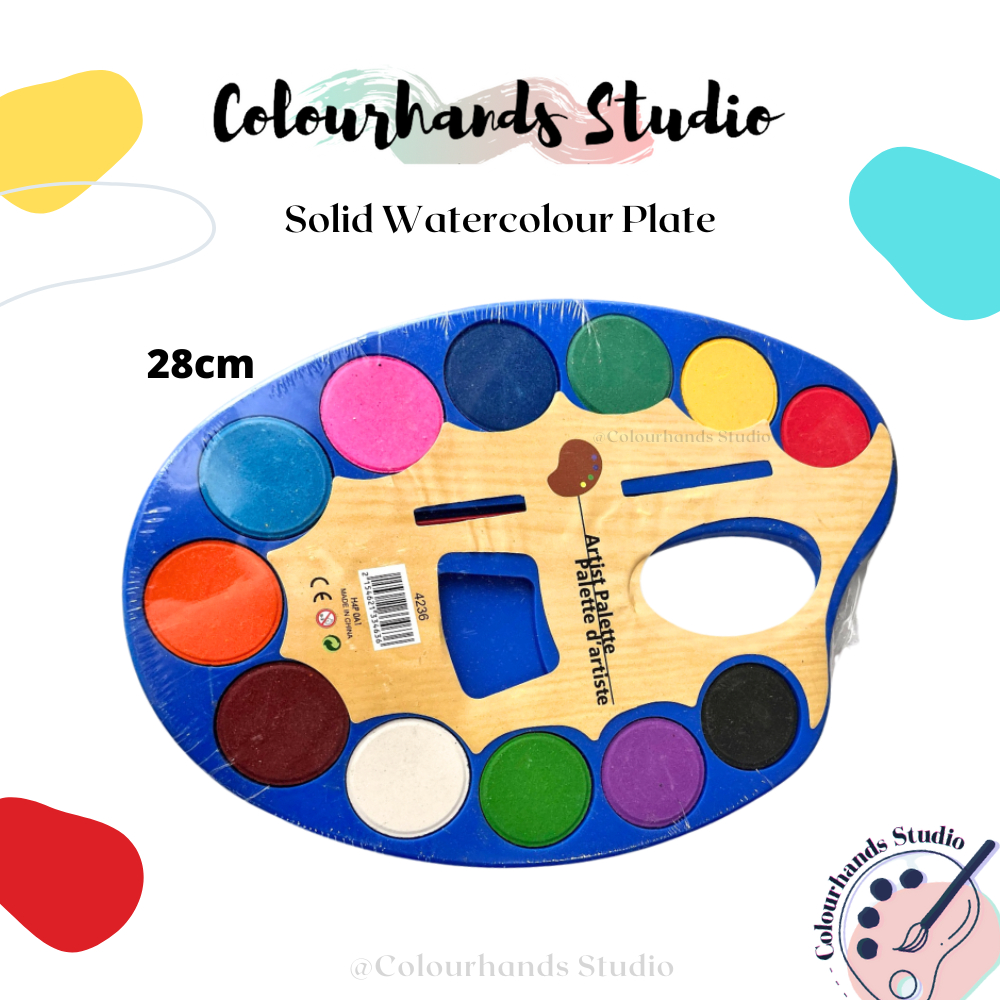 Solid Watercolour Plate (12 Colours w brush) | Shopee Malaysia